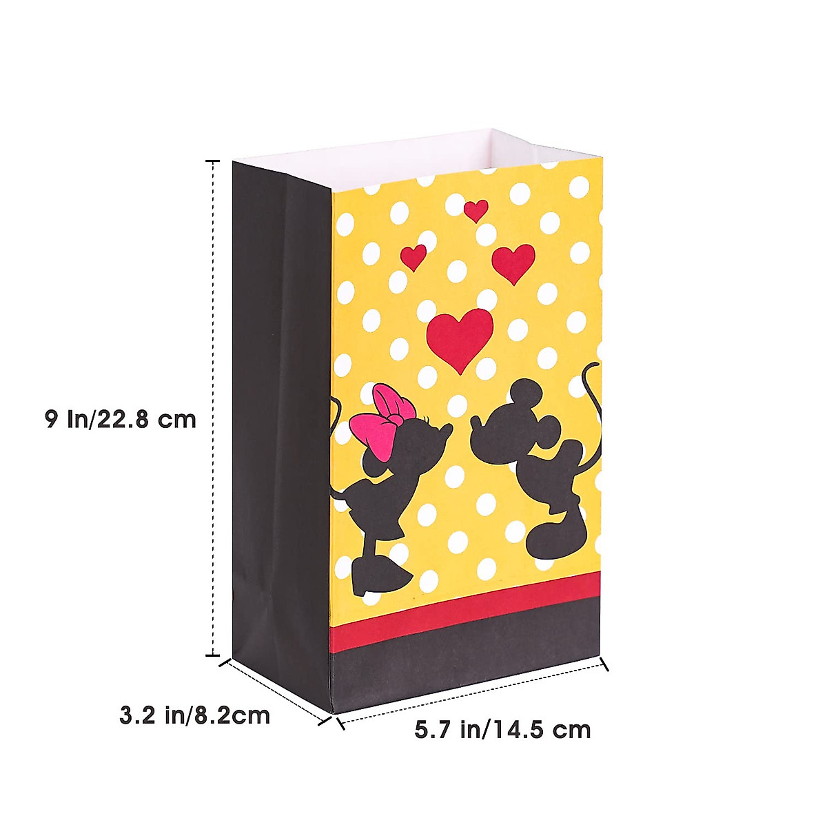 24 Pack Mickey Minnie Party Favor Bags Paper Goodie Bags - Treat Candy Bag for Kids' Minnie Mickey Theme Party, Boys Girls Mickey Birthday Party Supplies Gift Bags with Stickers for Party Decorations
