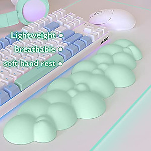 ATTACK SHARK Cloud Mouse Pad Wrist Support and Keyboard Wrist Rest,Ergonomic Design for Typing Pain Relief,Memory Foam Wrist Rest Leather Cup Coaster,Lightweight Desk Gel Hand Wrist Rests(Green)