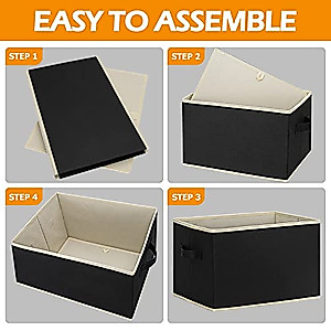 Asxsonn Fabric Storage Bins Large Storage Baskets for Organizing Set of 3, Large Closet Storage Bins with Reinforced Handles, Foldable Storage Baskets for Shelves, Black, 15" x 11" x 9.6"