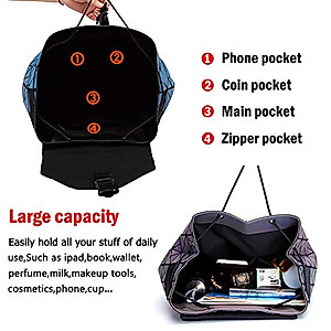 Geometric Handbag Luminous Women Tote Bag Holographich Purses and Handbags Flash Reflactive Crossbody Bag for Women (Strap Backpack Blue)