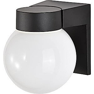 Nuvo Lighting SF77/140 Utility Fixture Die Cast Aluminum Durable Outdoor Wall Mount Porch and Patio Light with White Glass Globe, Black