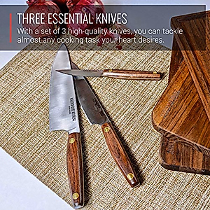 Virginia Boys Kitchens 3 Piece Chef Knife Set - Made in USA 420 High Carbon Stainless Steel - Chef, Utilty, Paring Knives