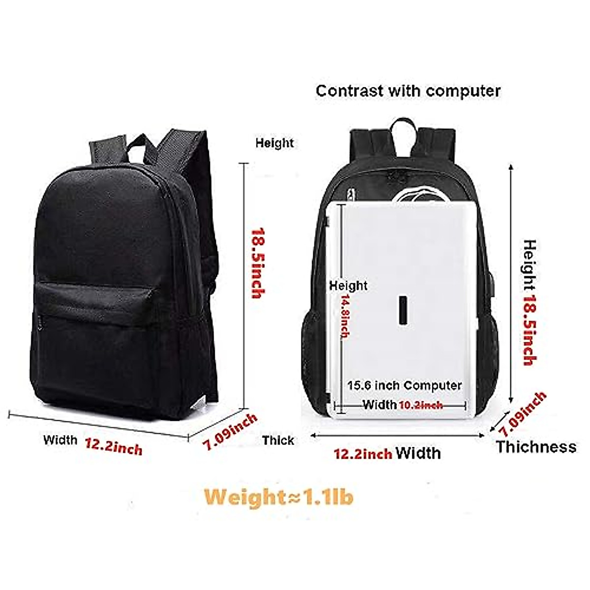 IRYZE Teen Cristiano Ronaldo Bookbag-Student Multifunction Canvas Knapsack Wear Resistant Casual Travel Daypack for Outdoor