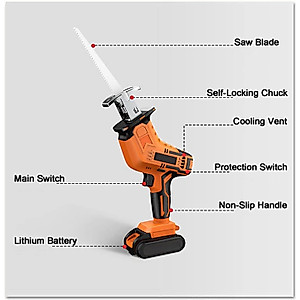 electric meat and bone saw Electric Commercial Home Butchers Saw, Electric Reciprocating Saws,Hacksaw Handheld Cordless Tools for Cutting Meat/Bones (1battery+4sawtooth)