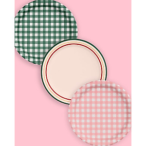 xo, Fetti Camp Gingham Paper Plates - 24 pk, 9" | Bachelorette Decorations, Camp Bride, Getting Lit + Getting Hitched, Gingham Birthday Party, Glamping Baby Shower Supplies, Cool Cake Plates