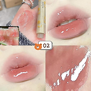 3Pcs Jelly Lipstick, Tinted Lip Gloss Heart Shape Lip Balm, jelly lipstick Moisturizing Lip Glaze, Long Lasting Nourishing Lip Glow Balm,Non-sticky,Vivid Color Glossy cute lip gloss,Lipstick for Girls and Women(1#+2#+3#)