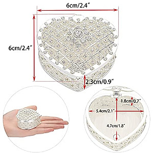 ELLDOO Heart Shape Jewelry Box Wedding Box Keepsake Box Ring Earring Small Trinket Storage Organizer Box for Girls Women Wedding Brithday Gift