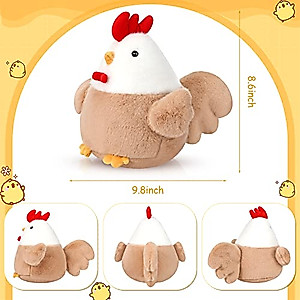 Skylety Chicken Stuffed Plush 8.6 Inch Cute Rooster Plushie Chicken Stuffed Animal Fluffy Stuffed Animals Toys Chicken Presents for Graduation Most People(Cute Style)