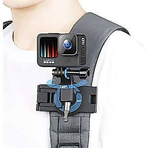 Professional GoPro Mount for Backpack Strap,Adjustable Camera Shoulder Mount Compatible with GoPro Hero 9 8 7 6 5 4 Black, Session, Insta 360 One R, DJI Osmo Action and Most Action Camera