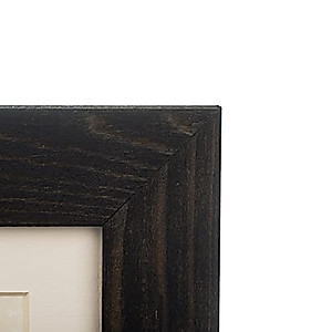 WOOD SIDE ORBIS Rustic Wooden Square Collage Photo Frame 12x12 – Display Four (4) 4x6 inch Pictures with Mat for Wall Hanging, Charcoal