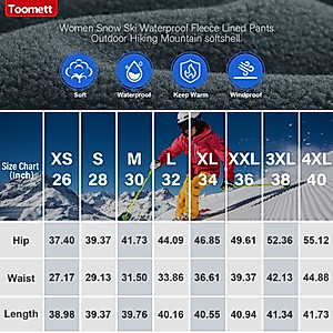 Toomett Ski Pants Women Waterproof Snow Winter Insulated Warm Outdoor Fleece Lined Hiking Pants with Zipper Pockets,209, Army Green,28