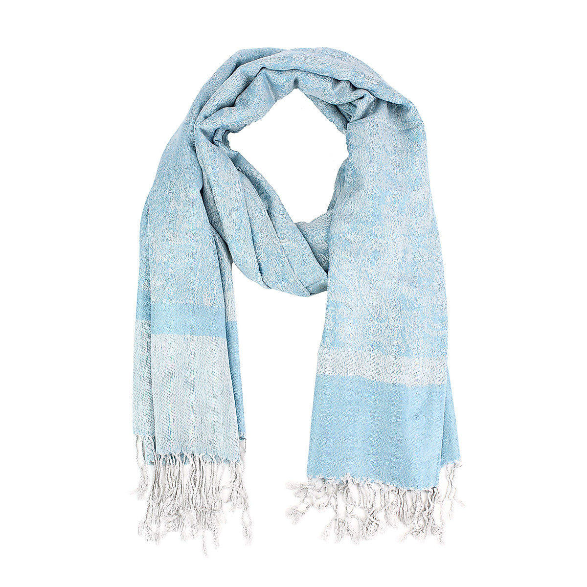 PASKMLNA Paisley Jacquard Pashmina Shawl Wrap Scarf Stole (Skyblue01890)