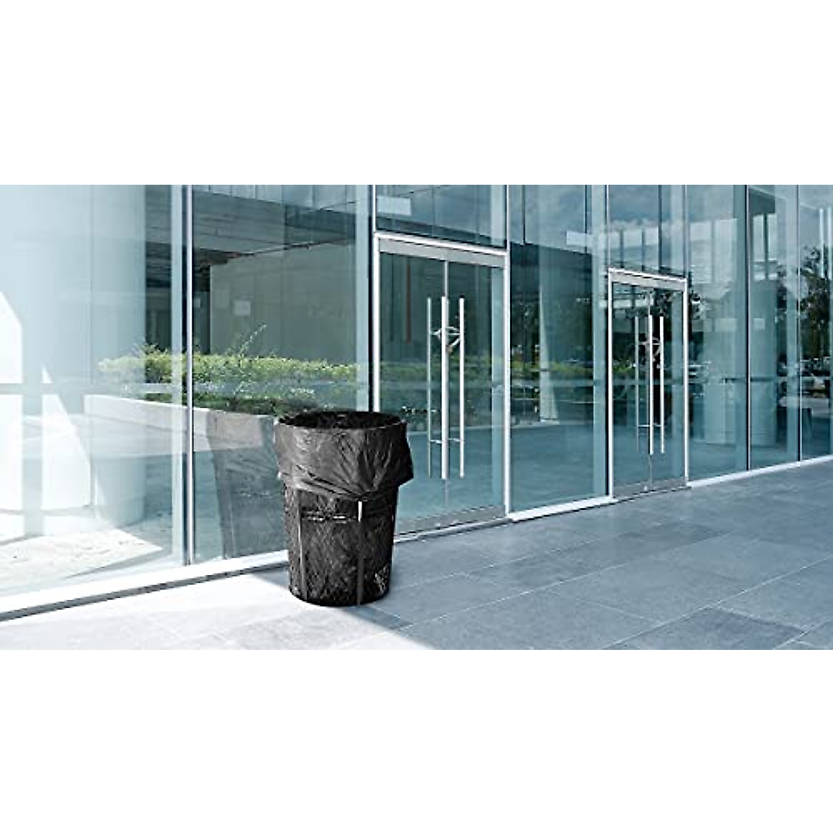 Alpine 48 Gallon Outdoor Trash Can - Commercial Stainless Steel Round Waste Receptacle for Parks, Walking Trails, Office Buildings, Restaurants, Schools, and More(Black Mesh)