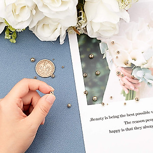 PH PandaHall 14K Gold Spacer Beads, 300pcs Round Brass Beads 5 Size Metal Smooth Beads Seamless Ball Beads Long-Lasting Little Beads for Summer Bracelet Necklace Jewelry DIY Crafts(2/3/4/5/6mm)