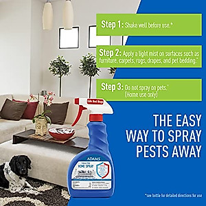 Adams Flea & Tick Home Spray, Kills Fleas, Flea Eggs, Flea Larvae, Bed Bugs, Ticks, Ants, Cockroaches, Spiders, Mosquitoes And Many Other Listed Nuisance Pests In The Home, 24 Fl Oz