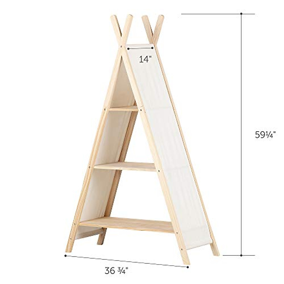 South Shore Sweedi Teepee 3 tier Shelving Unit-Natural Cotton and Pine