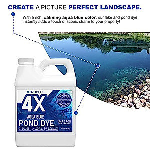 TruBlu Concentrated Pond Dye, Aqua Blue (1qt) - Concentrated Colorant Shades Water for Temperature Control - Safe for Swimming and Wildlife - Professional Strength…