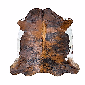 bonanza leathers Genuine Cowhide Rug Tricolor Brindle Size S/L/XL 5X6/6X7/7X8 FT (5X6)