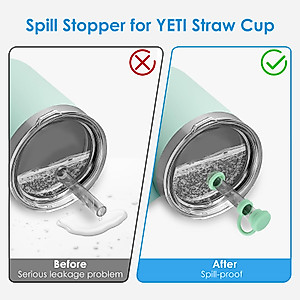 ERKOON Silicone Spill Stopper Set Compatible with YETI Straw Cup, Mug Tumbler Accessories, Silicone Straw Cover, Straw Protectors, Including 4 Straw Cover Topper Cap, 4 Leak Proof Stopper