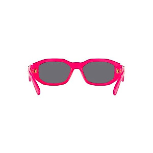 Versace Man Sunglasses Fuxia Fluo Frame, Dark Grey Lenses, 53MM