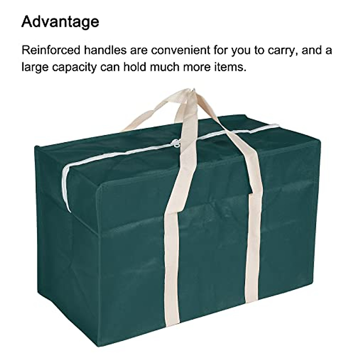 PATIKIL Closet Storage Bags, 23.6'' Length Clothes Blanket Organizer Foldable Bag with Carrying Handles for Bedding Clothing, Green