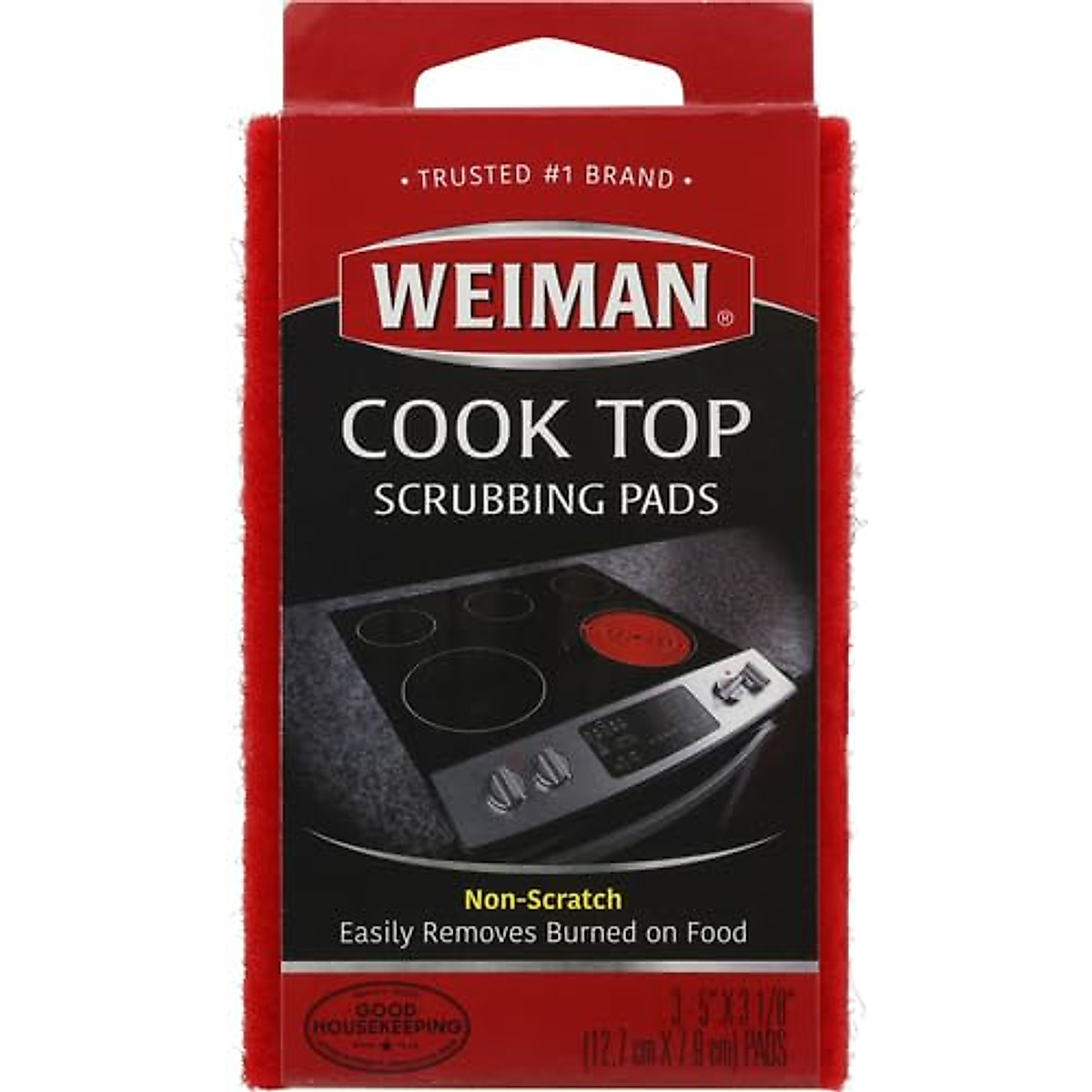 Weiman Cook Top Scrubbing Pads – Gently Clean and Remove Burned-on Food from All Smooth Top and Glass Cooktop Ranges, 3 reusable pads
