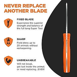 FIELDTORQ Super Tool | 4-in-1 Field Dressing Kit with Sheath & Sharpener | Skinning Knife for Hunting | Gut Hook Knife | Deer Hunting Knife Set