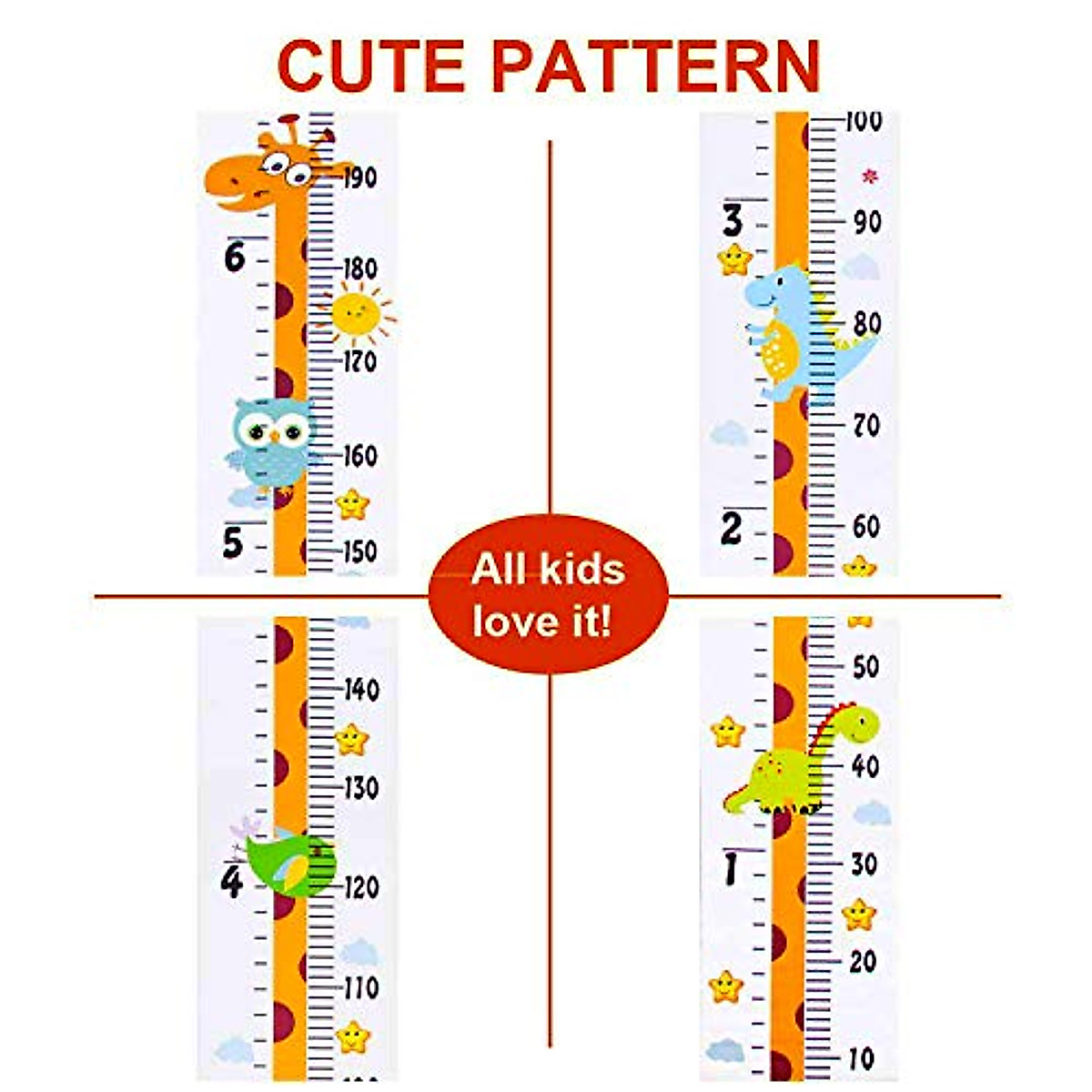 JJGoo Baby Growth Height Chart Hanging Ruler Wall Decor for Kids, Canvas Removable Height Growth Chart 79" x 7.9"(Giraffe)