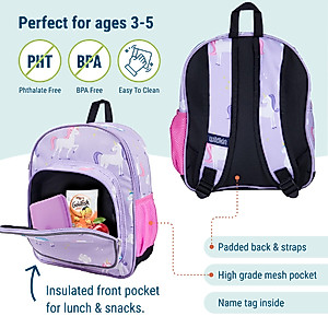 Wildkin 12-Inch Kids Backpack for Boys & Girls, Perfect for Daycare and Preschool, Toddler Bags Features Padded Back & Adjustable Strap, Ideal for School & Travel Backpacks (Unicorn)