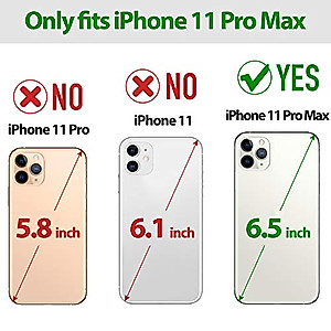 SHIELDON iPhone 11 Pro Max Case, Genuine Leather Auto Sleep Wake Wallet Case Flip Magnetic Cover RFID Blocking Card Slots Kickstand Shockproof Case Compatible with iPhone 11 Pro Max (6.5-inch) - Black