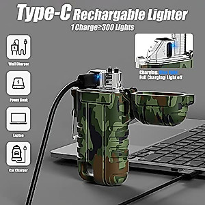 Bistfy Electric 360 Flexible Rechargeable USB Lighter, Type C Arc Plasma Windproof and Waterproof Flameless Grill Lighter for Candle Aromatherapy Camping BBQ Gas Stove