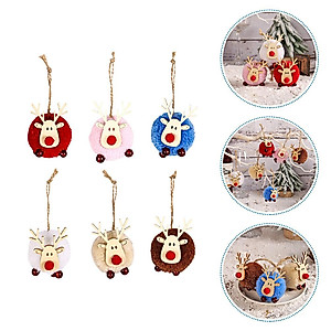 6pcs Christmas Felt Elk Hanging Ornament Antler Reindeer Hanging Pendants Stuffed Reindeer Plush Toy Christmas Tree Decor for Xmas Party Supplies