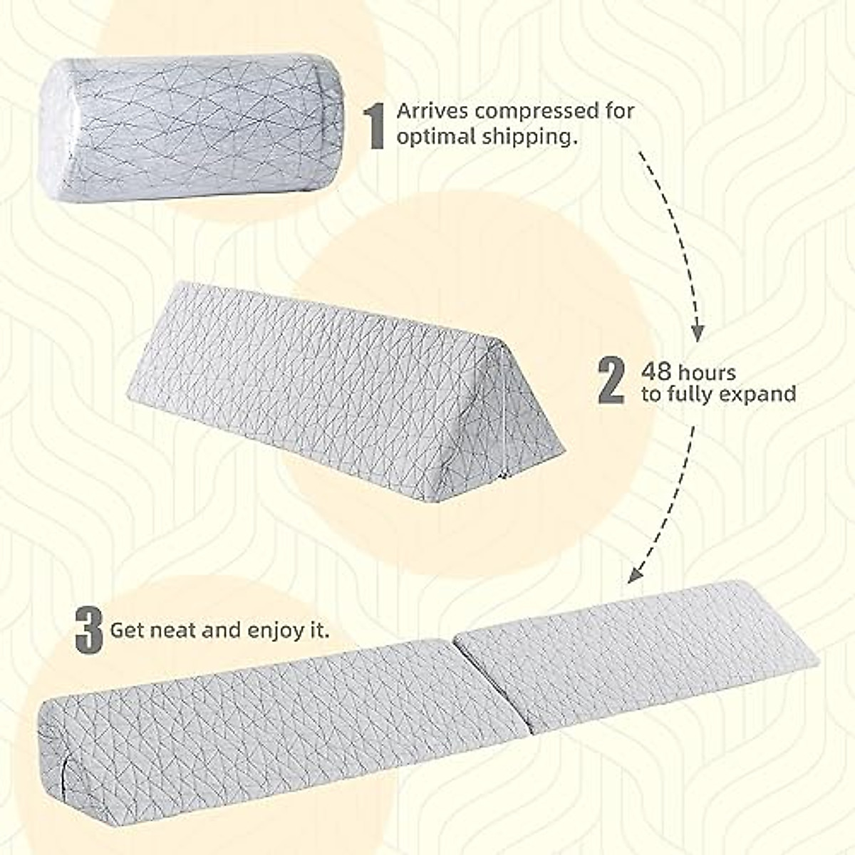 DECMAY Queen Bed Wedge Pillow for Headboard,Detachable Memory Foam Bed Gap Filler Queen Size,Close The Gap (0-7") for Headboard and Mattress(Gray,60 x10 x7In)