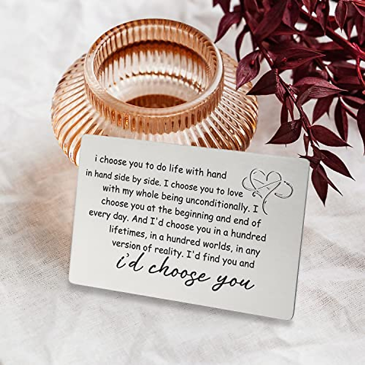 clesellix Love Note Wallet Insert Card, Engraved Wallet Insert Card for Men, Him, Boyfriend Valentine Wedding Anniversary Christmas Birthday Gifts Stocking Stuffer Christmas Predeployment Gift WC5
