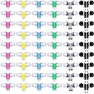 Konohan 60 Packs Earbuds Bulk Kids Headphones Earphones 6 Colors Ear Buds Bulk with Wire Individually Bagged for Students for Classroom School Library