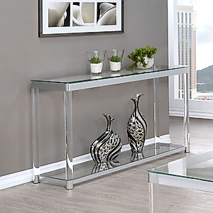 Coaster Home Furnishings Anne Sofa Table with Lower Shelf Chrome and Clear