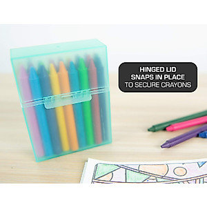 It's Academic Crayon Box with Hinged Lid and Snap Closure, Clear, Purple, and Green Plastic, 16-Pack (Colors May Vary)