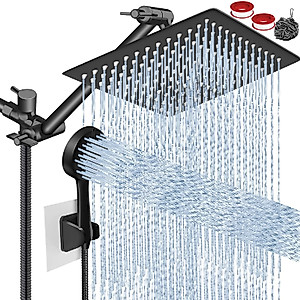 10" Rainfall Shower Head/Handheld Combo, Powerful Jet Modes, 11" Arm, 3 Spray Settings, Anti-leak with Holder/Hose, Height/Angle Adjustable