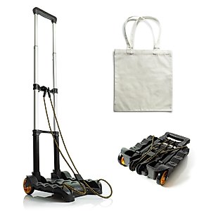 Venmark Folding Luggage Cart with Wheels – Foldable, Compact, Lightweight - Portable Hand Truck and Collapsible Dolly - Fold Up Trolley Carrier for Travel, Moving, Office – Complete with Canvas Bag