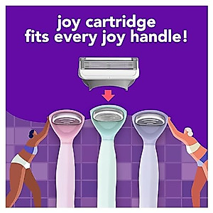 joy Womens Razor Blade Refills, 12 Count, Purple, Lubrastrip to Help Avoid Skin Irritation