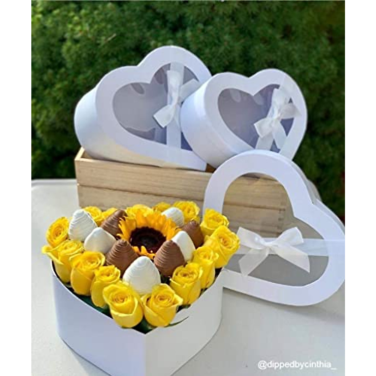 UNIKPACKAGING Premium Quality Heart Shaped Flower Boxes, SET OF 3, Gift Boxes for Luxury Flower and Gift Arrangements, with Lids, Ships From USA (White)
