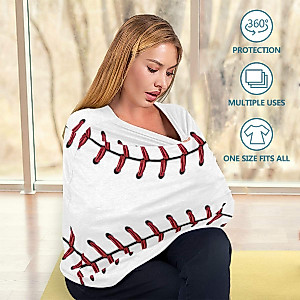 Baby Carseat Cover Canopy Breastfeeding Cover - Softball Baseball Nursing Scarf Breathable Infant Stroller Cover Baby Shower Gifts for Boy&Girl