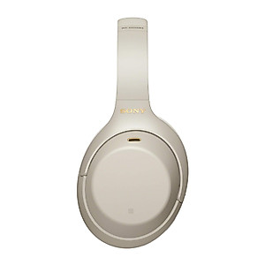 Sony WH-1000XM4 Wireless Noise Canceling Over-Ear Headphones (Silver) Bundle with 10000 mAh Ultra-Portable LED Display Wireless Quick Charge Battery Bank (Black) (2 Items)