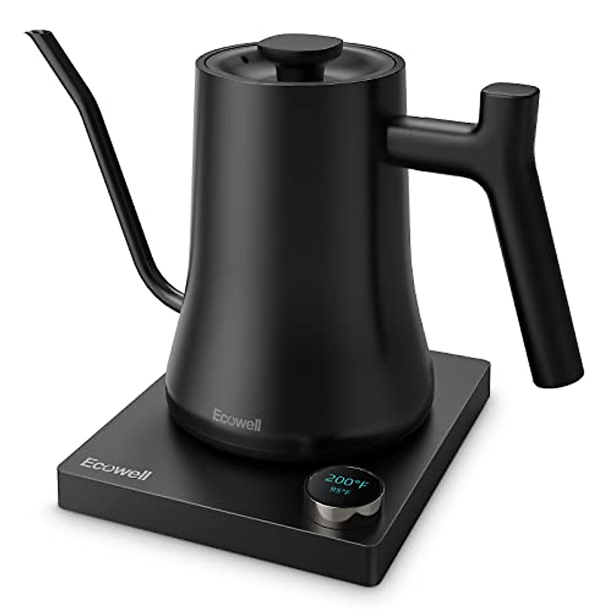 ECOWELL Electric Gooseneck Kettle, Ultra Fast Boiling Kettle 100% Stainless Steel for Pour-over Coffee & Tea, Leak-Proof Design, Auto Shutoff Anti-dry Protection, 1200W-0.8L, Matte Black, WMTS01
