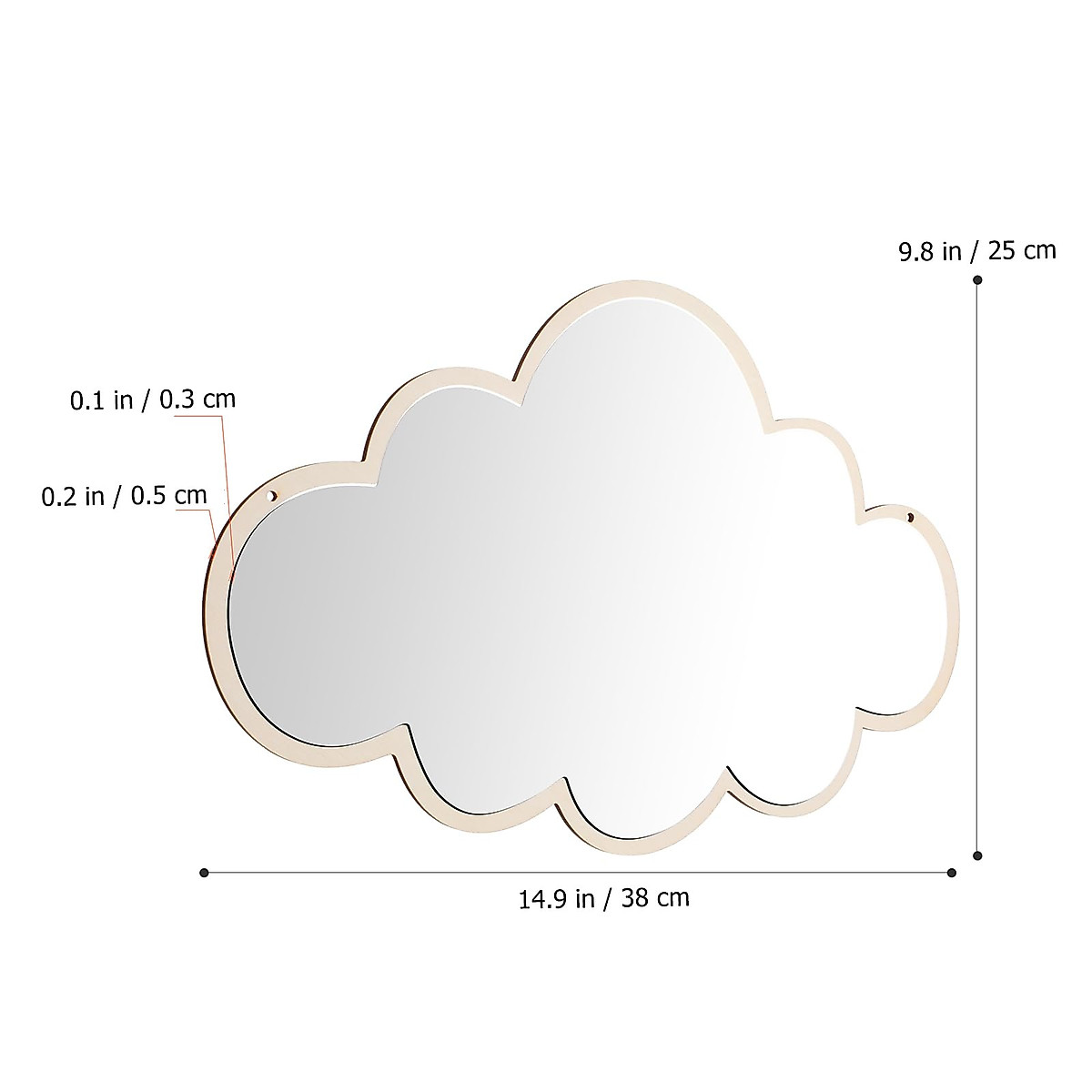 Mirror Cloud Wooden Mirror Cartoon Safety Shatterproof Mirror Wall Sticker Nordic Bedroom Nursery Decoration Mirror