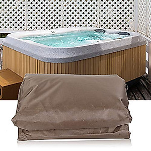 Outdoor Garden Foldable Square Rainproof Sunscreen SPA Covers Bathtub Protector Cover Hot Spring Bath Cover 90.9x90.9x11.8in (Coffee)