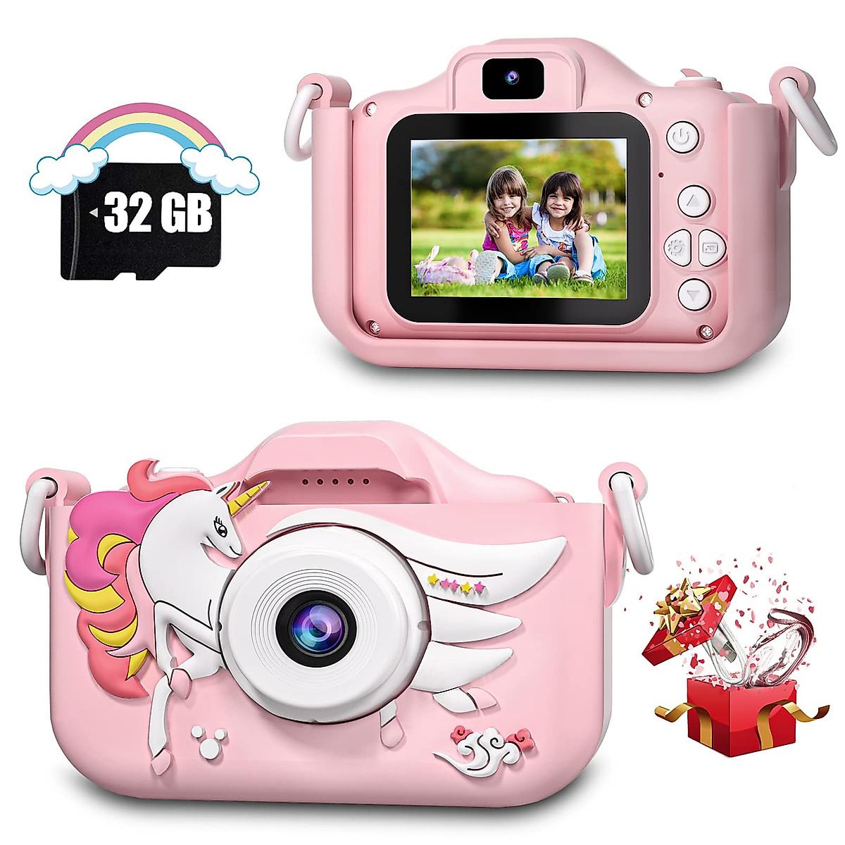 CIMELR Kids Camera Toys for 3 4 5 6 7 8 9 10 11 12 Year Old Boys/Girls, Kids Digital Camera for Toddler with Video, Christmas Birthday Festival Gifts for Kids, Selfie Camera for Kids, 32GB TF Card