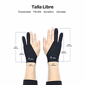 UGEE Digital Drawing Glove 4 Pack，Artist Glove for Drawing Tablet Digital Art Glove with Two Finger for Right Hand or Left Hand Universal Sizes