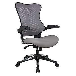 OFFICE FACTOR Grey Mesh Executive Ergonomic Computer Office Chair Flip-up Arms Lumbar Support Molded Foam Seat Adjustable Height Home Office Desk Chair BIFMA Passed (Grey)