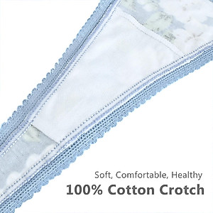 voenxe Seamless Lace Thongs for Women No Show Thong Underwear,Lady Breathable Comfort Panty Soft Laser Cut Undie,Tanga,5-Pack